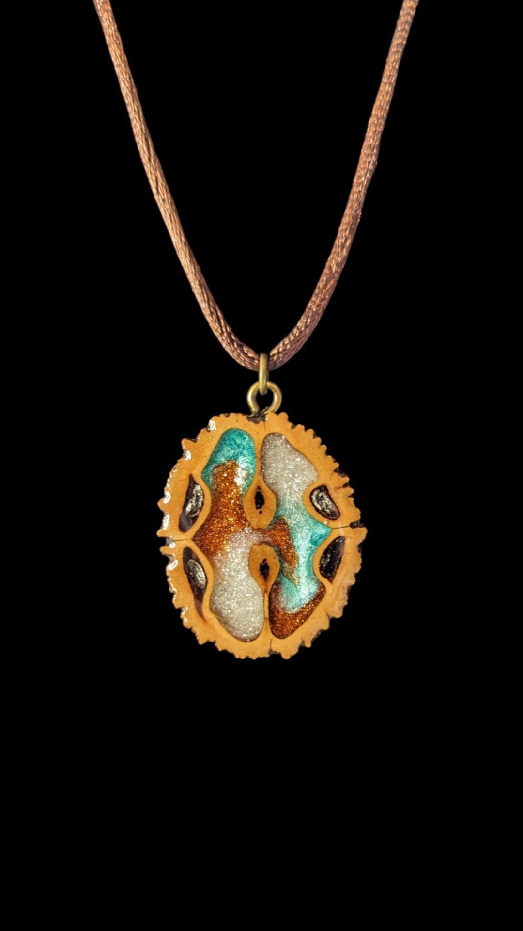 Black Walnut Shell Epoxy Resin Glow in the Dark Pendant Necklace - Etsy