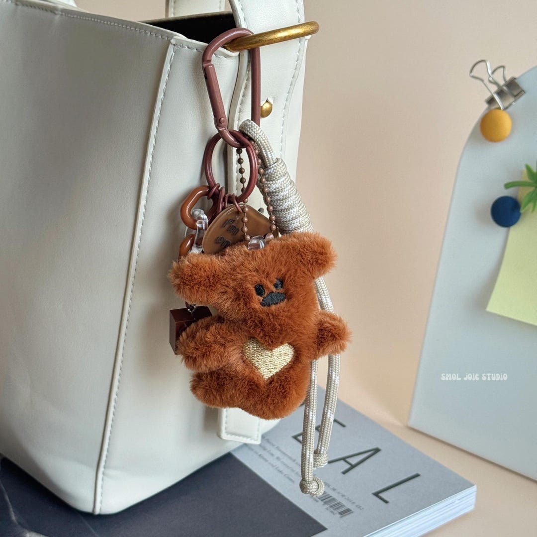 Teddy Bear Plush Keychain Bag Charm – Braided Paracord Bag Accessory ...