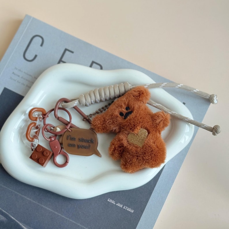 Teddy Bear Plush Keychain Bag Charm – Braided Paracord Bag Accessory ...