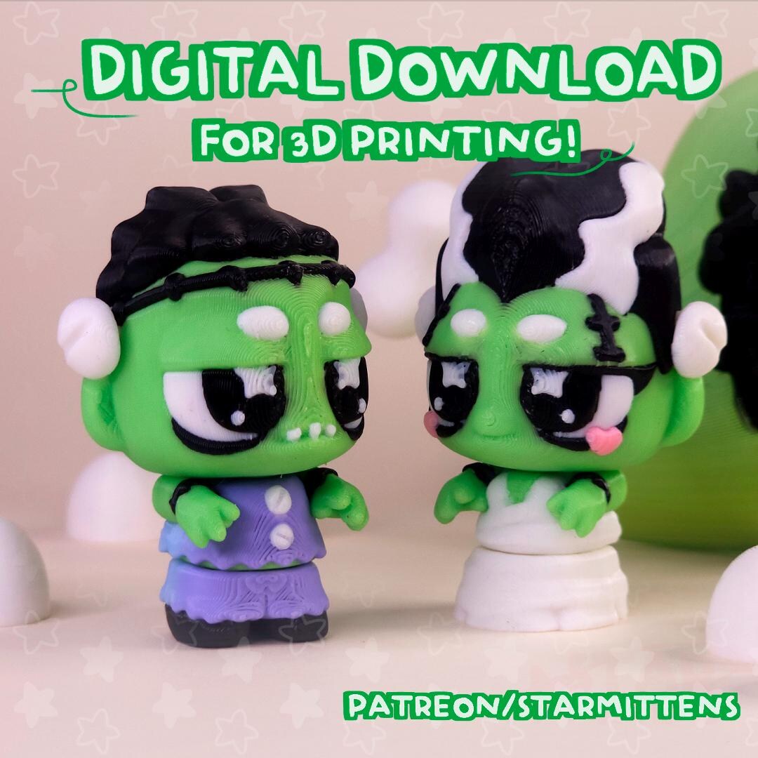 Flexi Frankenstein Couple STL/3MF Files: 3D Printing Monster (digital ...