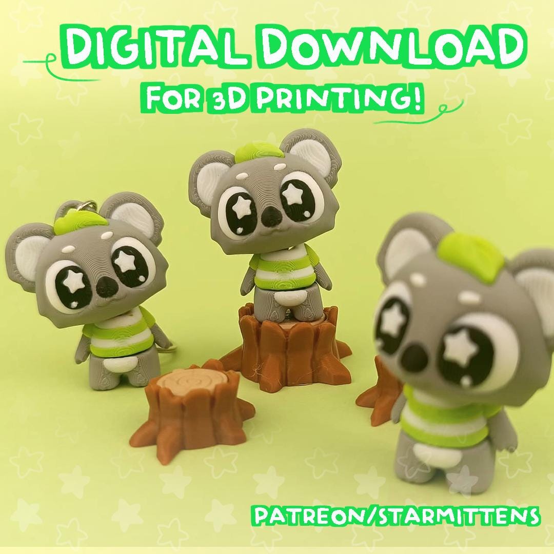 Cute Koala STL & 3MF Files FOR 3D PRINTING. Print in Place, Fidget Toy ...