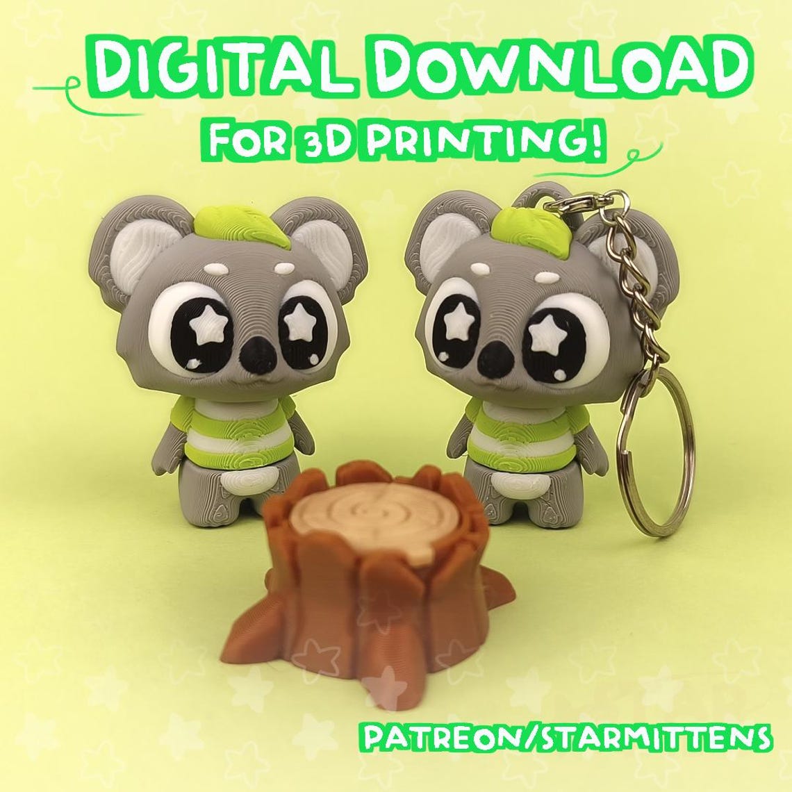 Cute Koala STL & 3MF Files FOR 3D PRINTING. Print in Place, Fidget Toy ...