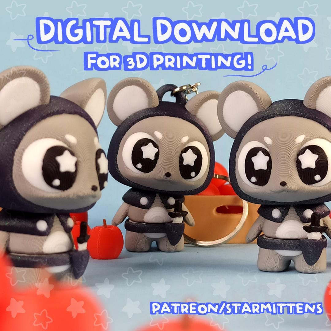 Cute Flexi Mouse Thief STL & 3MF Files FOR 3D PRINTING. Print in Place ...