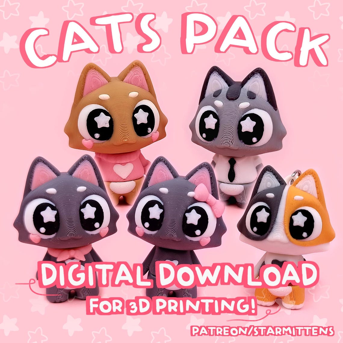 3D Printing Cat Figurine STL Pack (digital Download - Etsy
