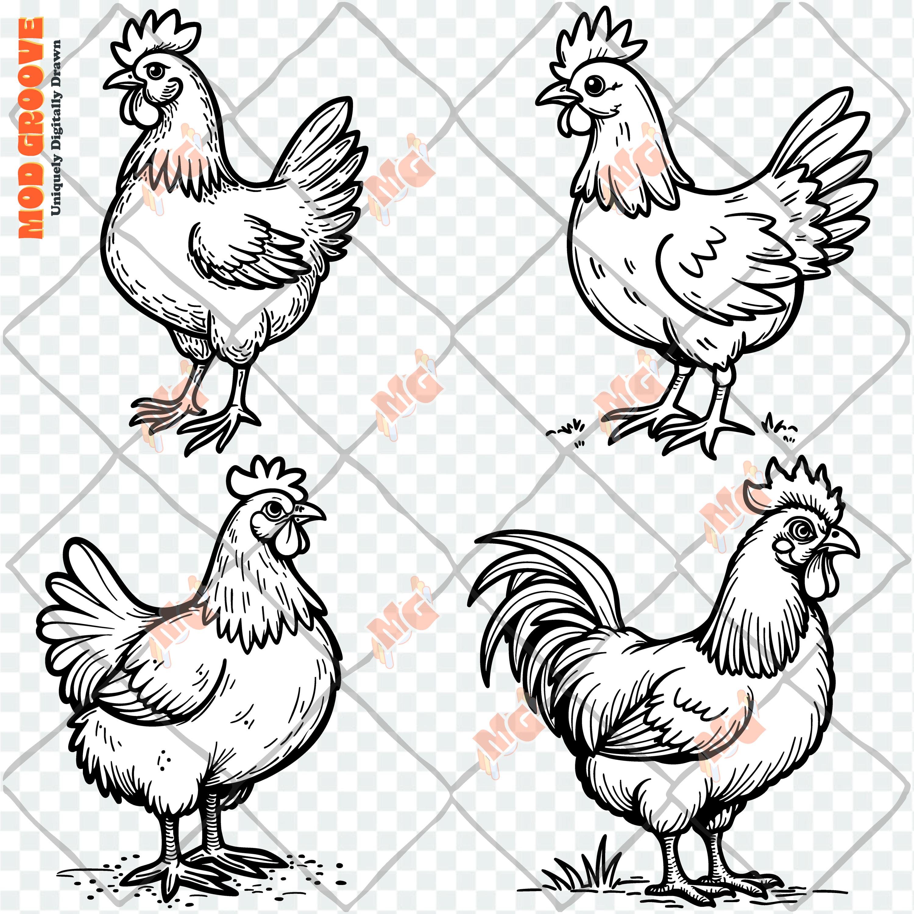 Chicken Svg Png Bundle, Roosters and Hens, Fun Chicken Art, Printable ...