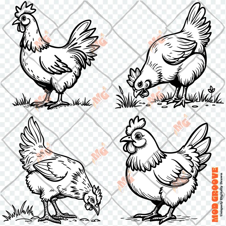 Chicken Svg Png Bundle, Roosters and Hens, Fun Chicken Art, Printable ...