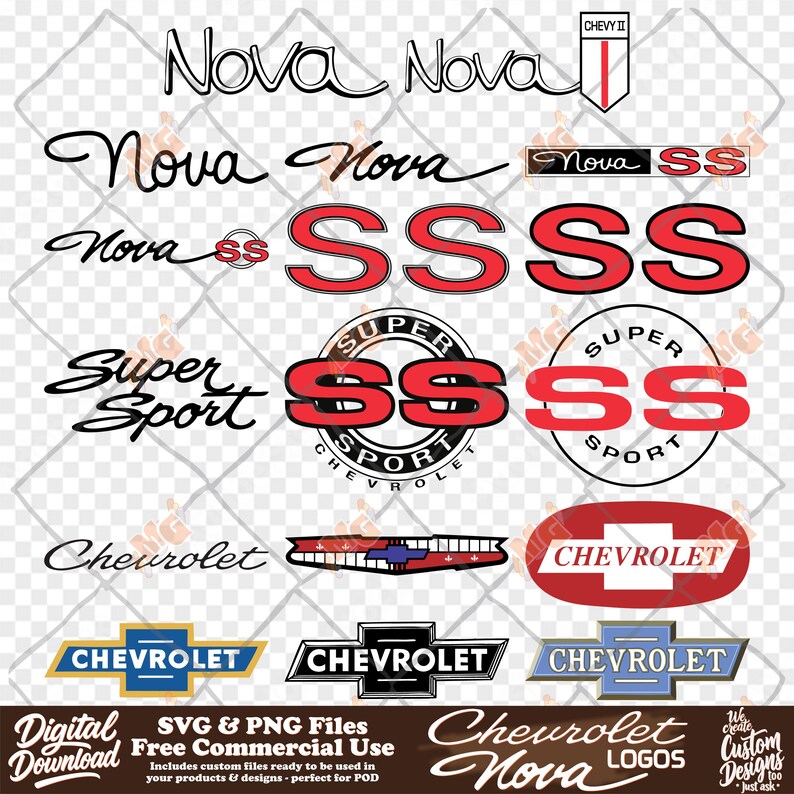 Chevrolet Nova Svg Png, Chevrolet Nova Logo Badge, Chevy SS Svg Png ...