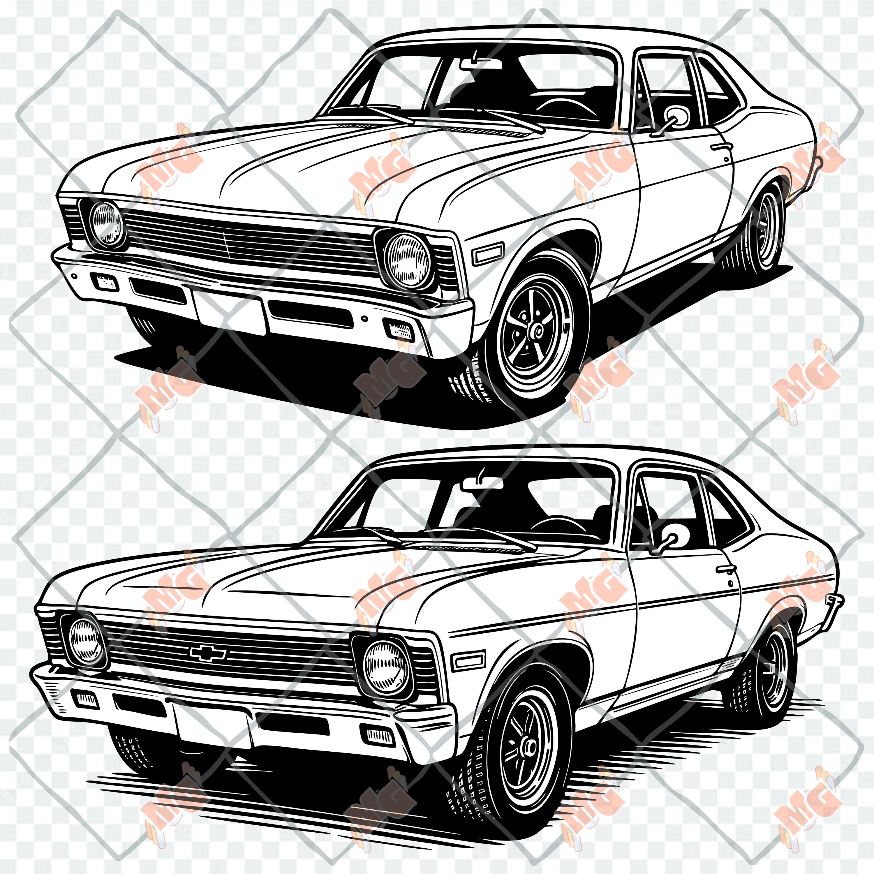 Chevy Nova SVG and PNG, Classic Car, 60's Chevrolet Nova, 1962 - 1969 ...