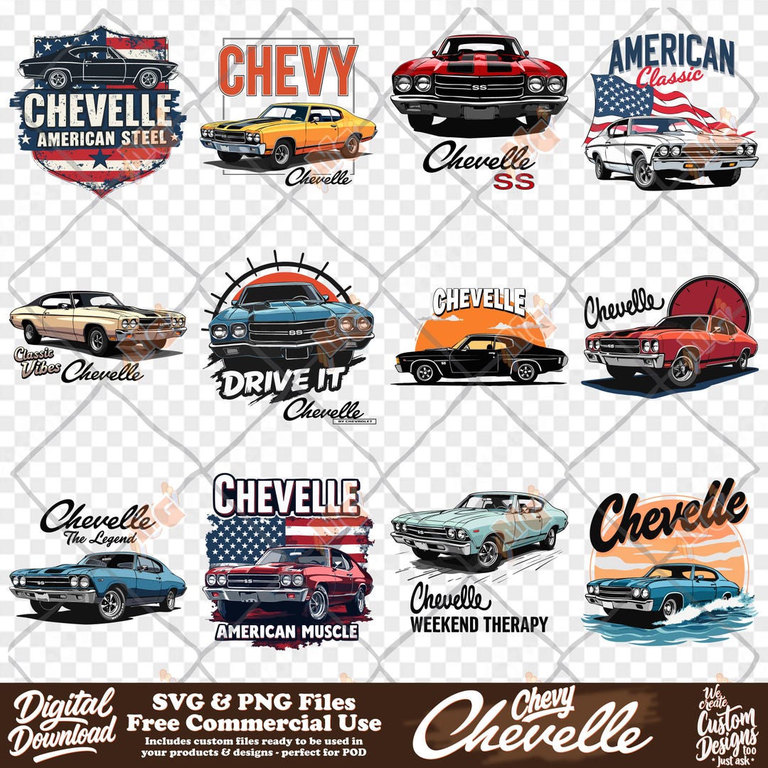 Chevy Chevelle SVG PNG, Classic Chevy, 1960s & 1970s Chevrolet Chevelle ...
