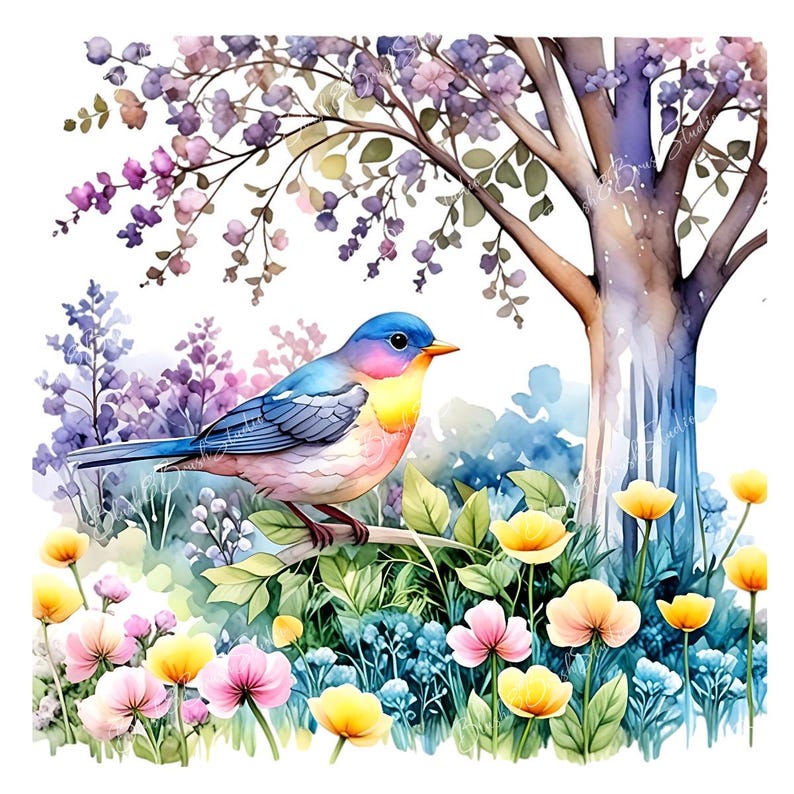 12 Spring Flowers Clipart Set, Wild Flowers With Animal Printable ...