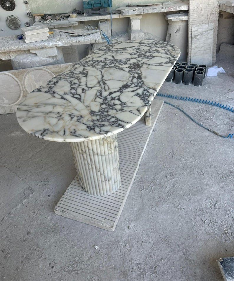 Calacata Viola Dining Table,fluted Leg Dining Table,custom Made,made to ...