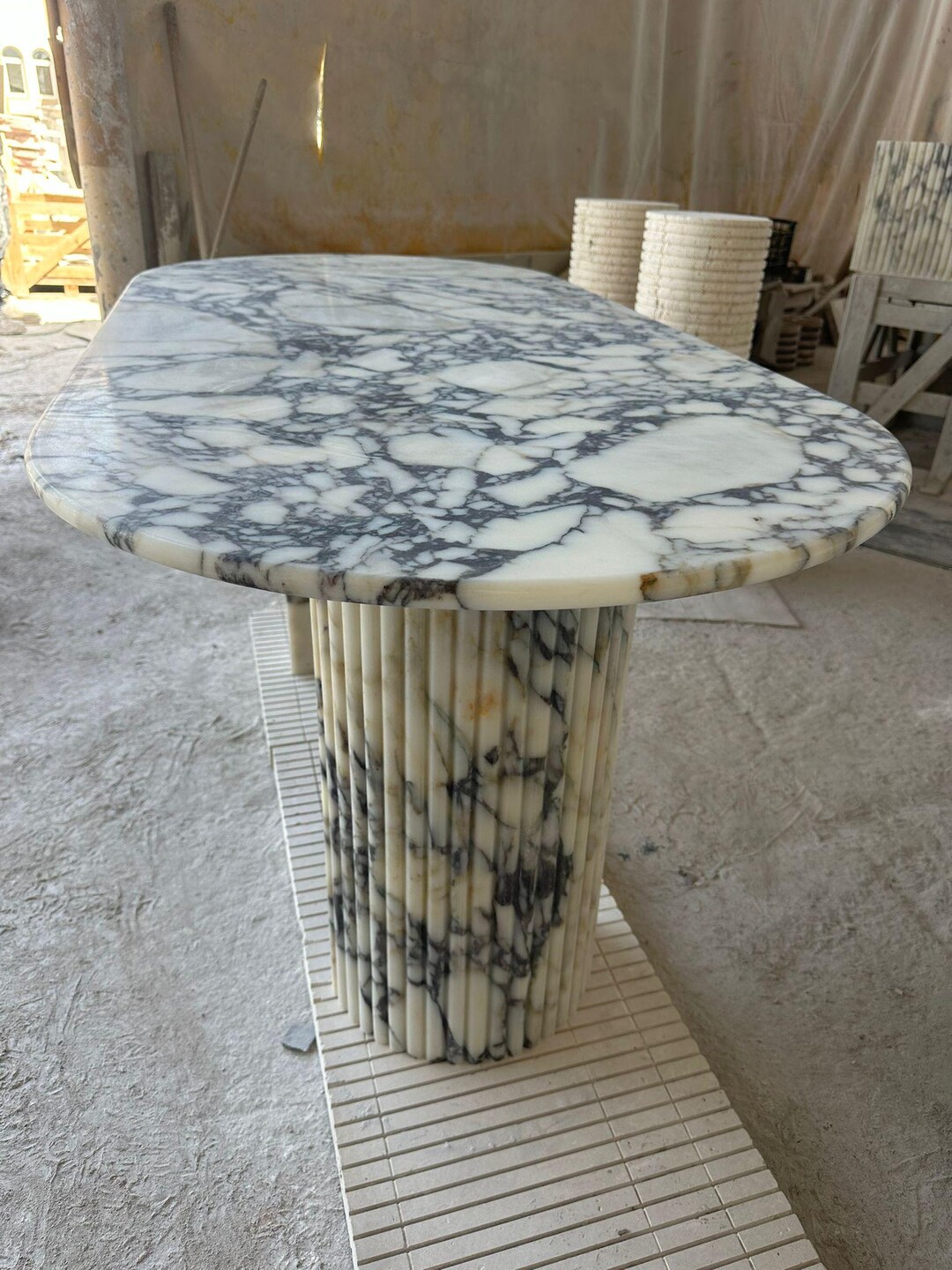 Calacata Viola Dining Table,fluted Leg Dining Table,custom Made,made to ...