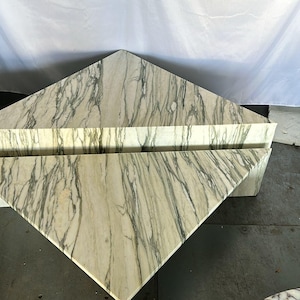 Calacata Viola Marble Triangle Coffee Table Set - Two Piece Geometric ...