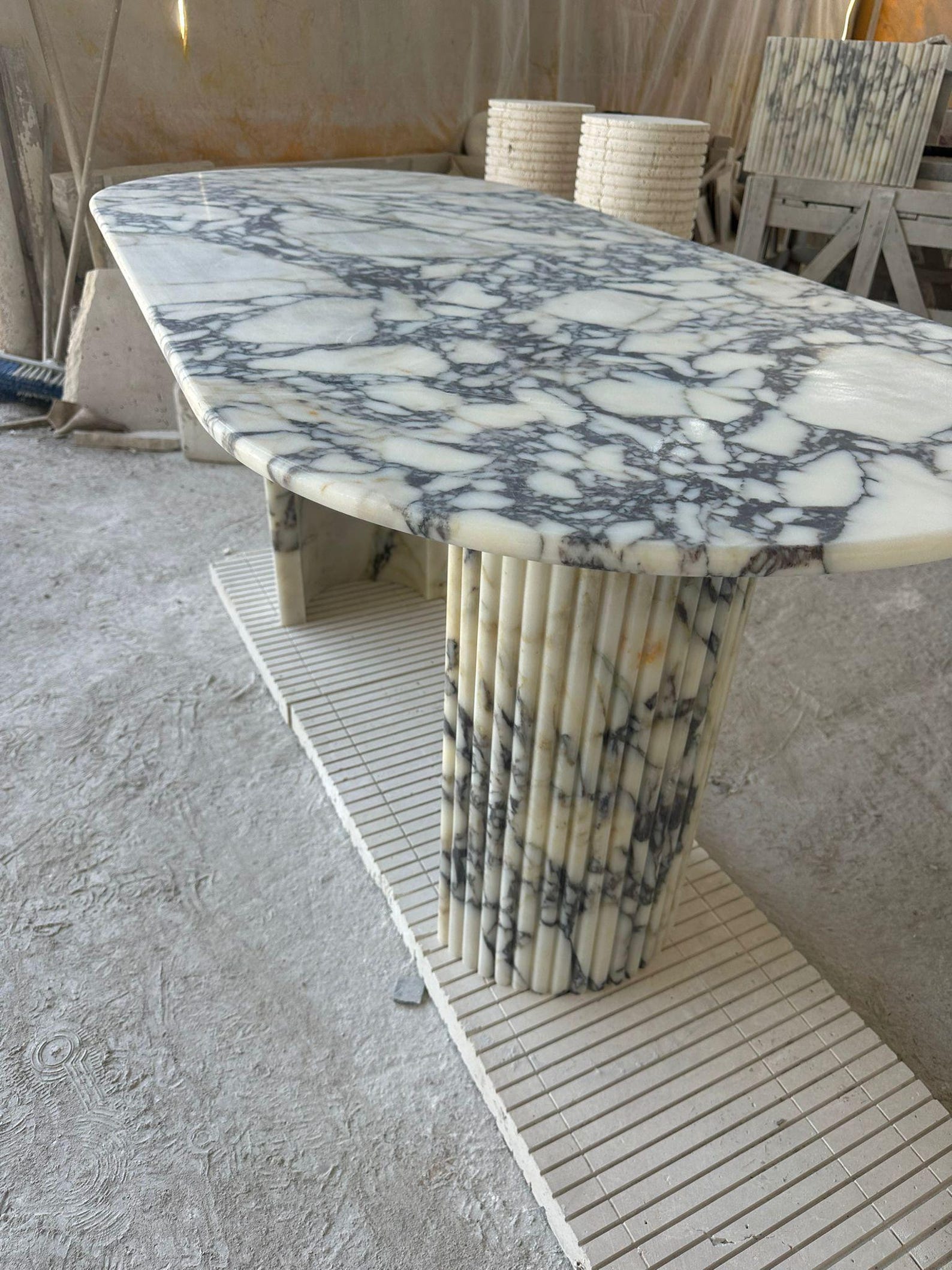 Calacata Viola Dining Table,fluted Leg Dining Table,custom Made,made to ...