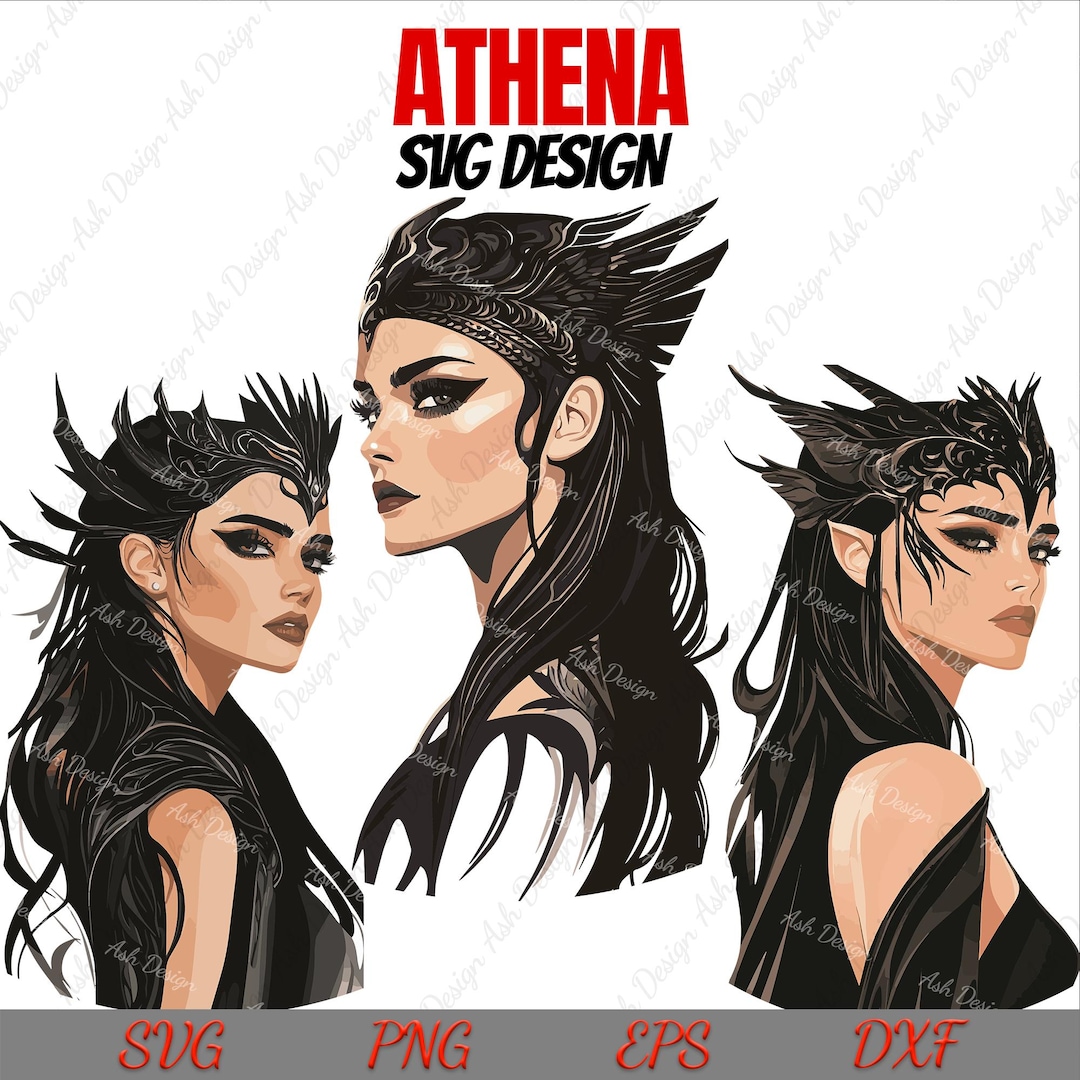 Beautiful Athena Svg | 4 Athena Designs |hand Drawn | SVG DXF PNG Eps ...