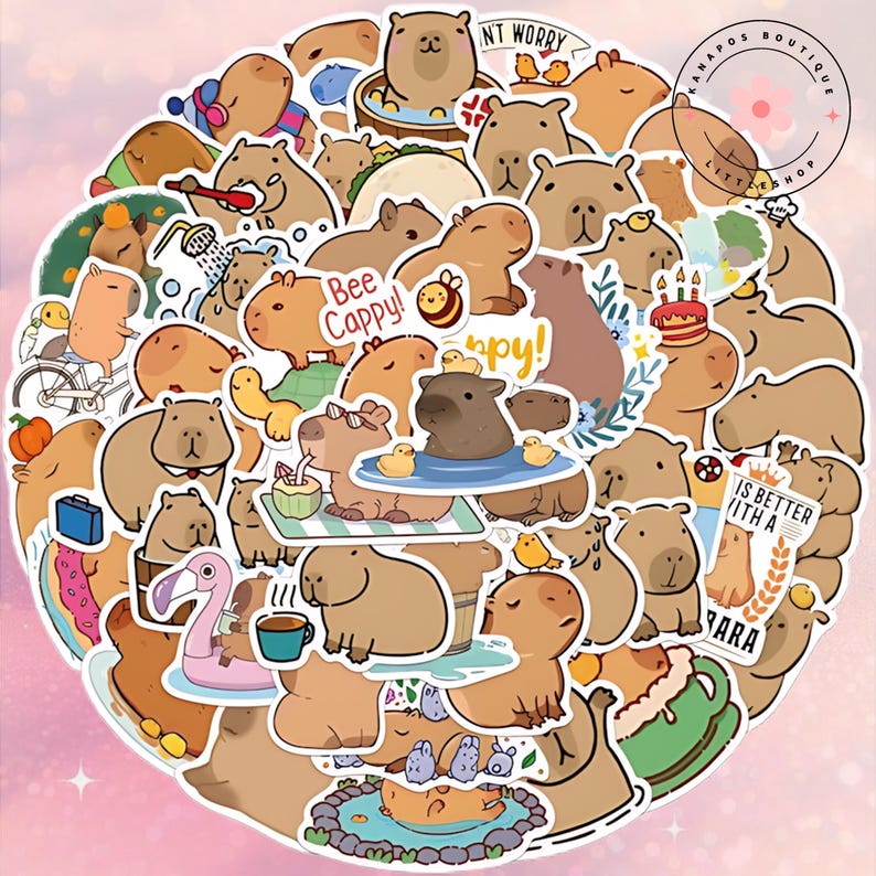 50PCS Cute Capybara Animals Cartoon Graffiti Stickers - DIY Phone ...