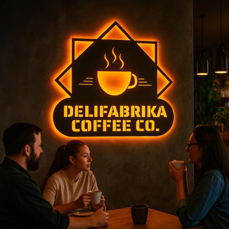Custom Business Logo Metal Sign With RGB LED Lights – Personalized ...