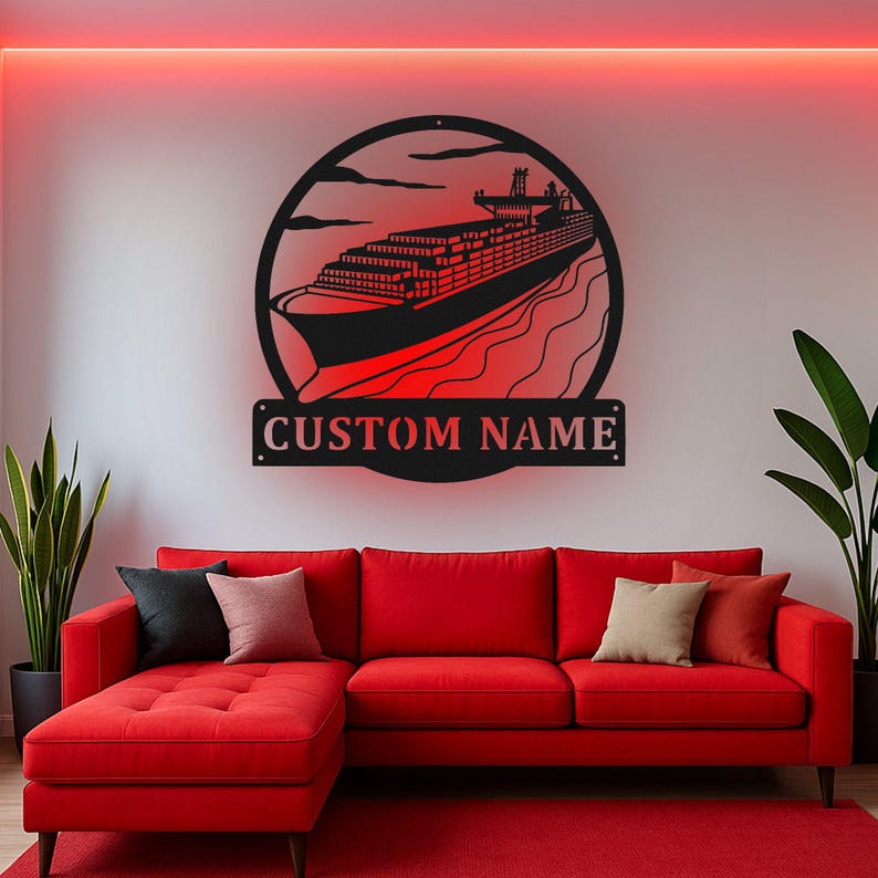 Custom Container Ship Name Sign With RGB LED Backlight for Captain ...