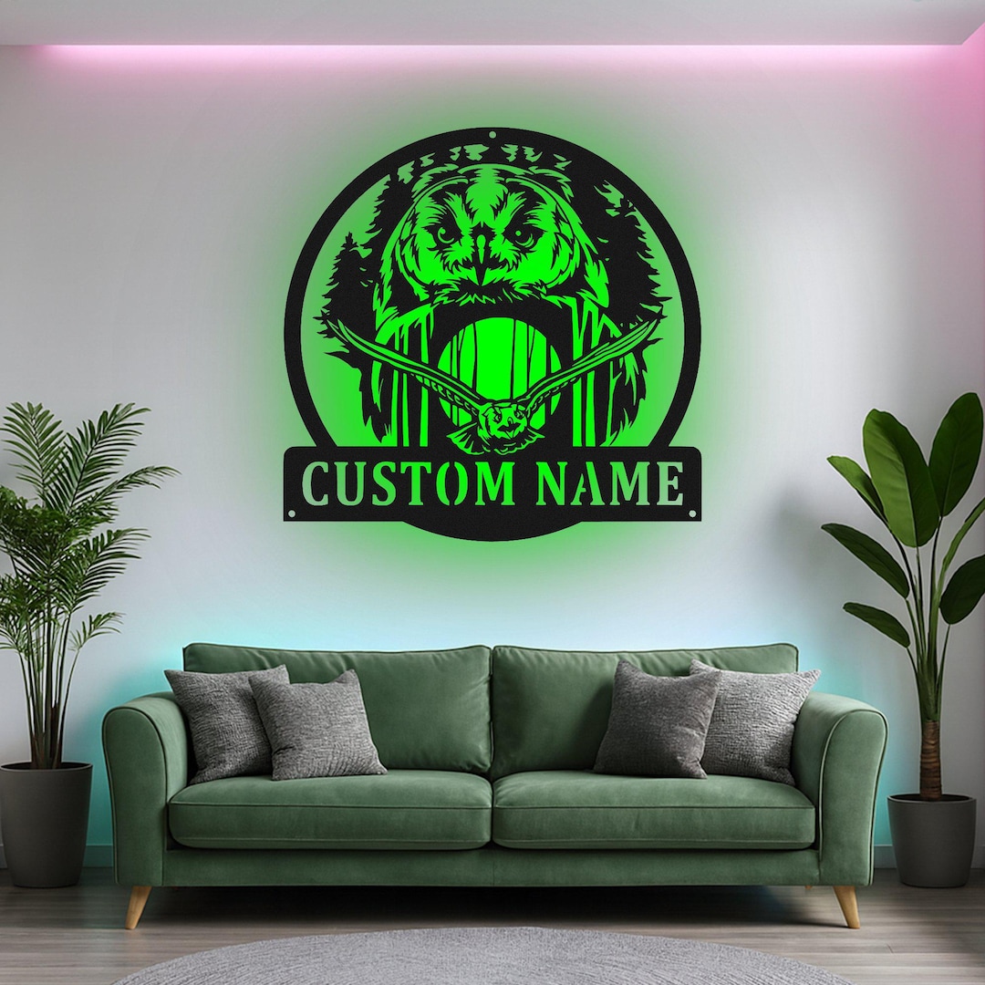Custom Forest Owl Name Sign With RGB LED Backlight for Nursery - Etsy