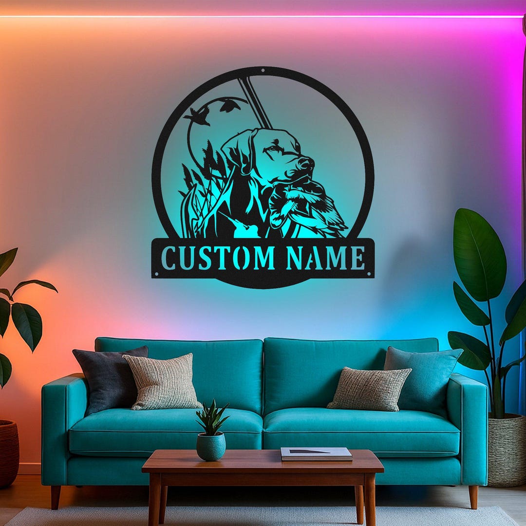 Custom Hunting Dog Name Sign With RGB LED Backlight - Etsy