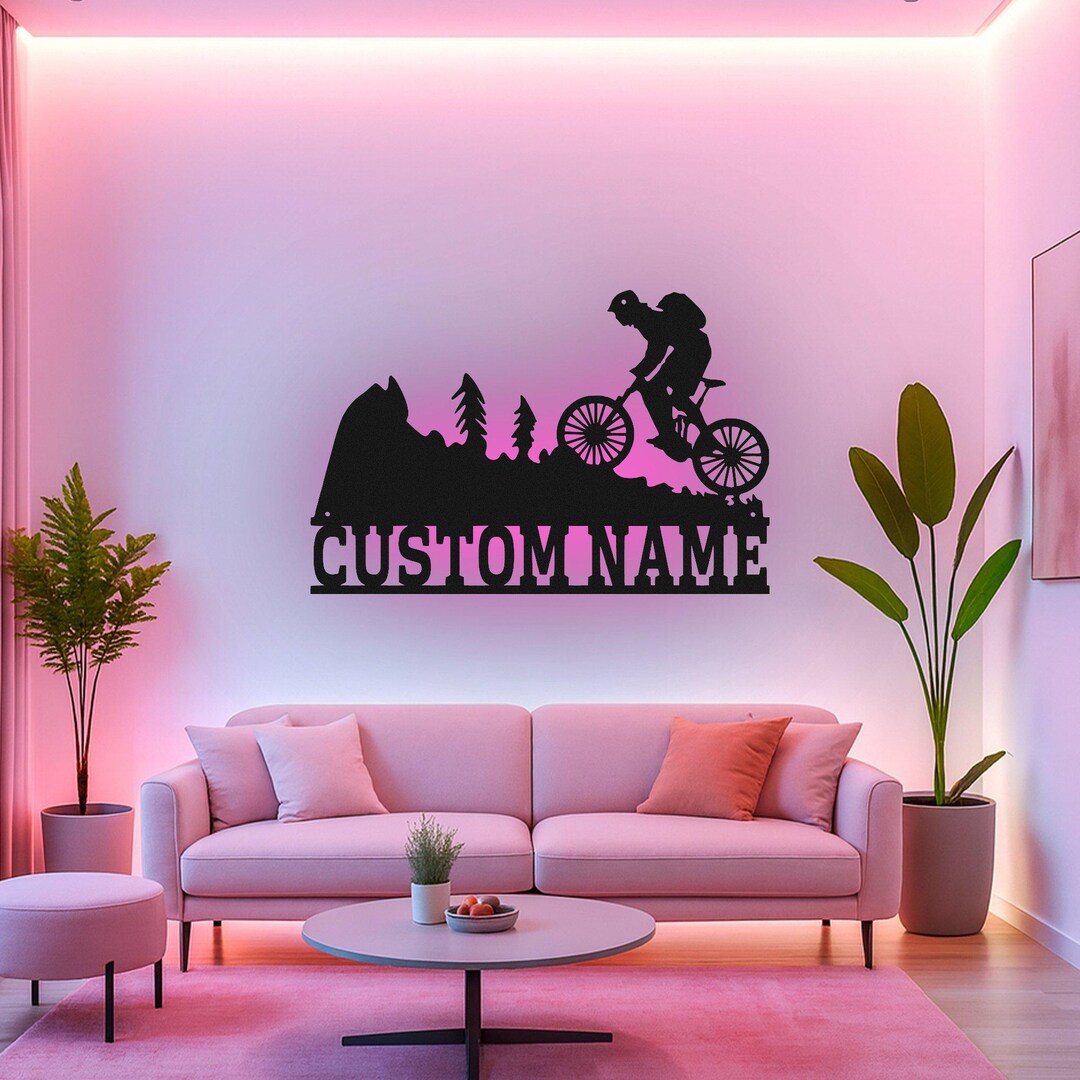 Custom Mountain Bike Name Sign With RGB LED Backlight - Etsy
