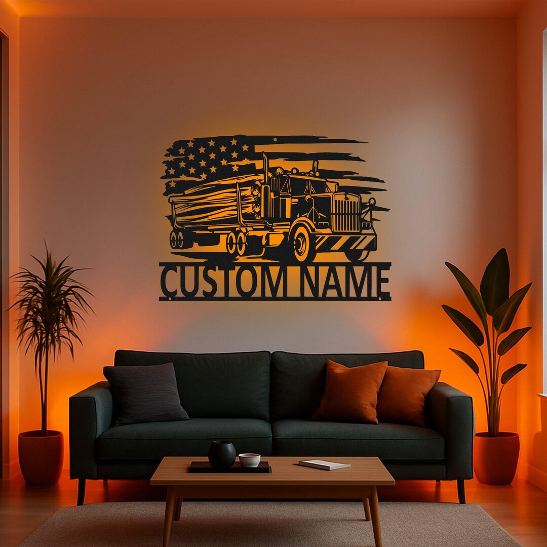Custom Log Truck Name Sign With RGB LED Backlight - Etsy
