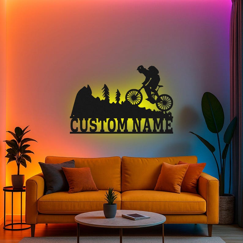 Custom Mountain Bike Name Sign With RGB LED Backlight - Etsy