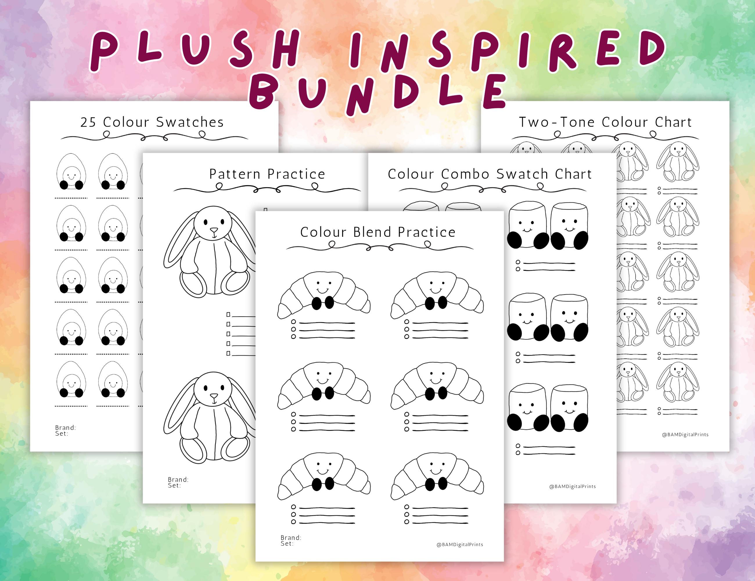 Plush Inspired Colouring Sheets, Blank Worksheets, Colour Swatch Chart ...