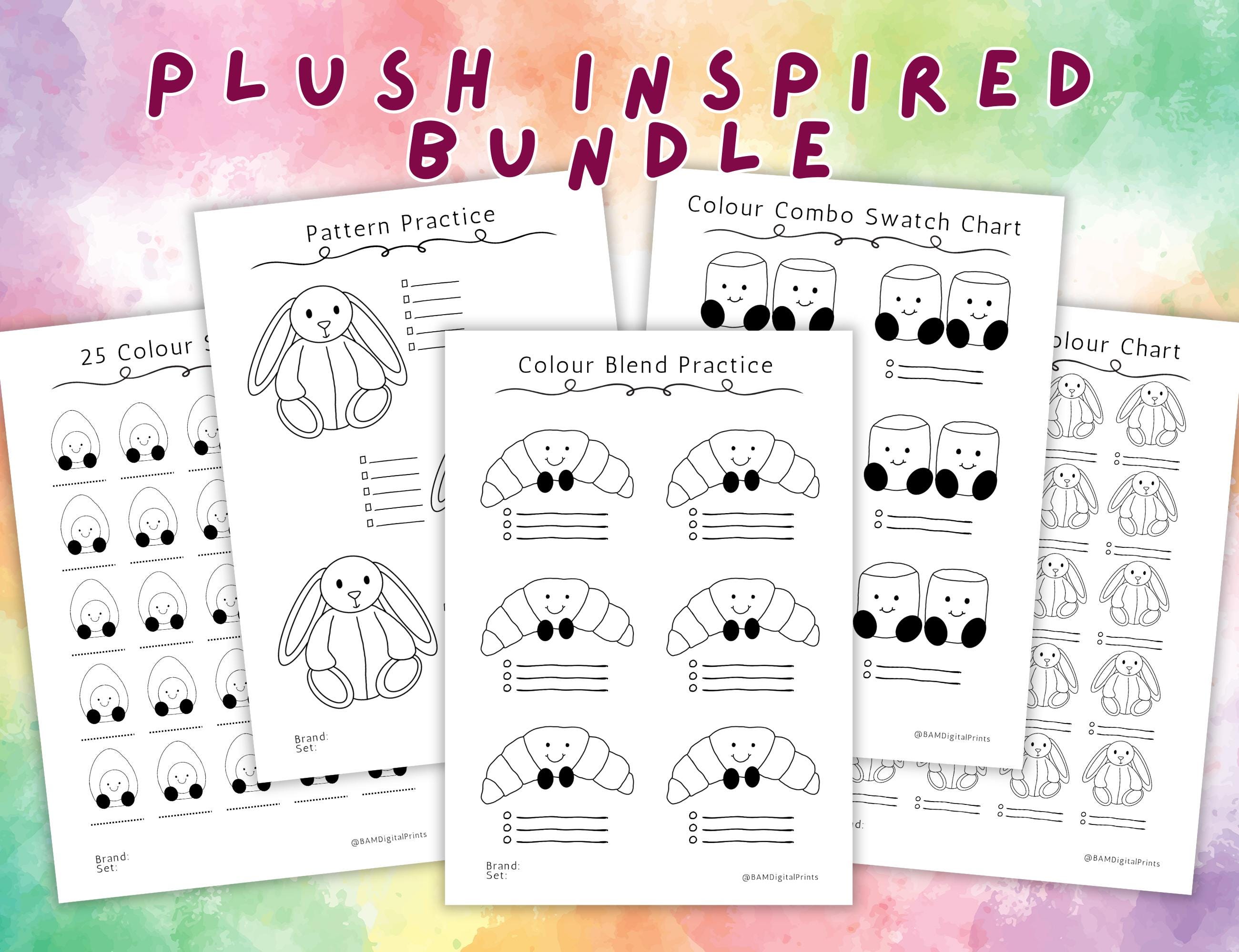 Plush Inspired Colouring Sheets, Blank Worksheets, Colour Swatch Chart ...
