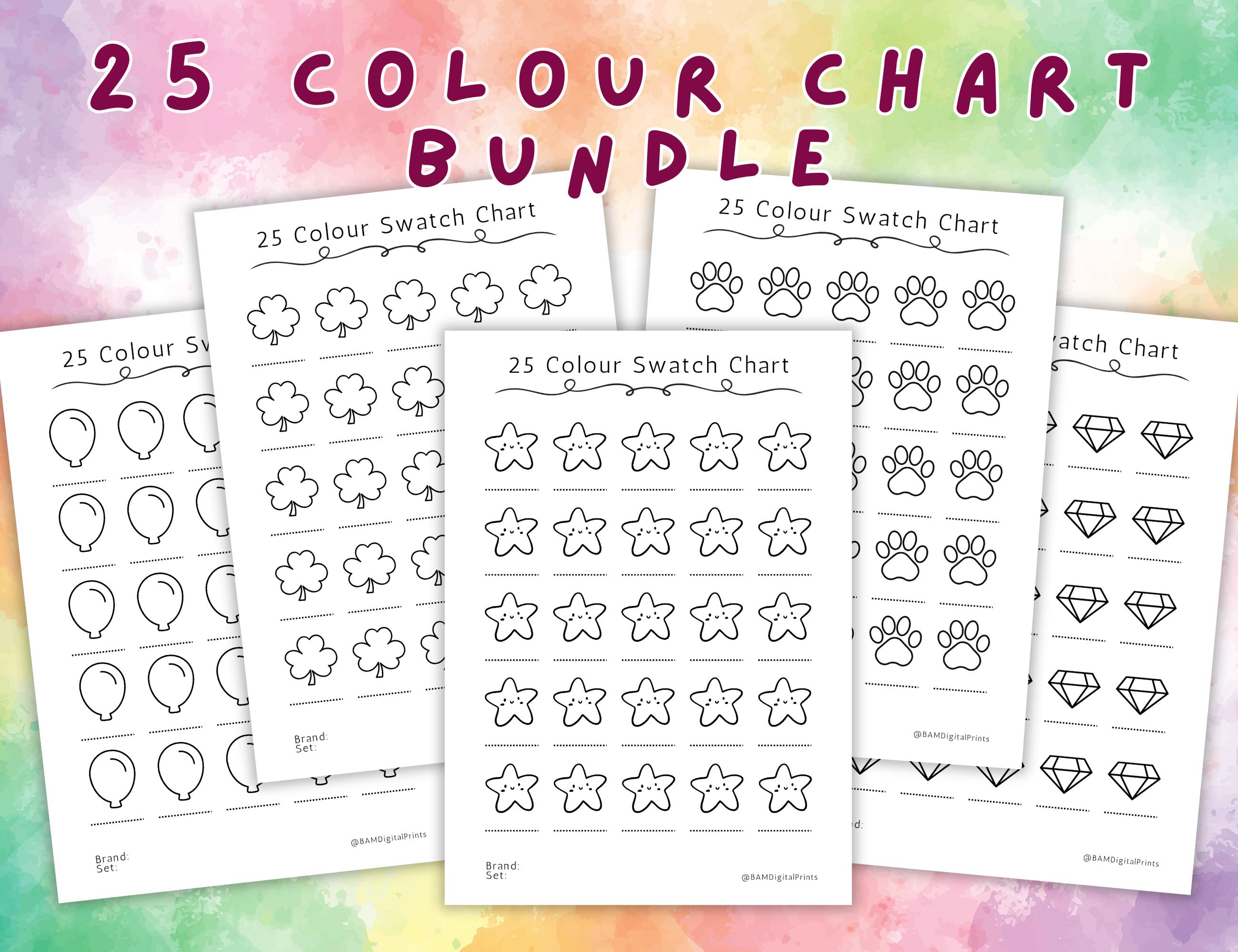 25 Colour Palette Swatch Sheets, Blank Work Sheets, Colour Practice ...