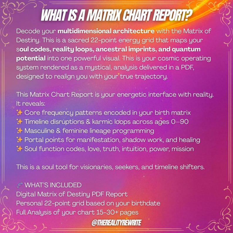 Custom Reality MATRIX CHART | Matrix Coding Report | Unlock Your Soul ...