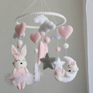 Personalized Baby Mobile | Forest Animal Mobile in Soft Beige Pink Blue ...