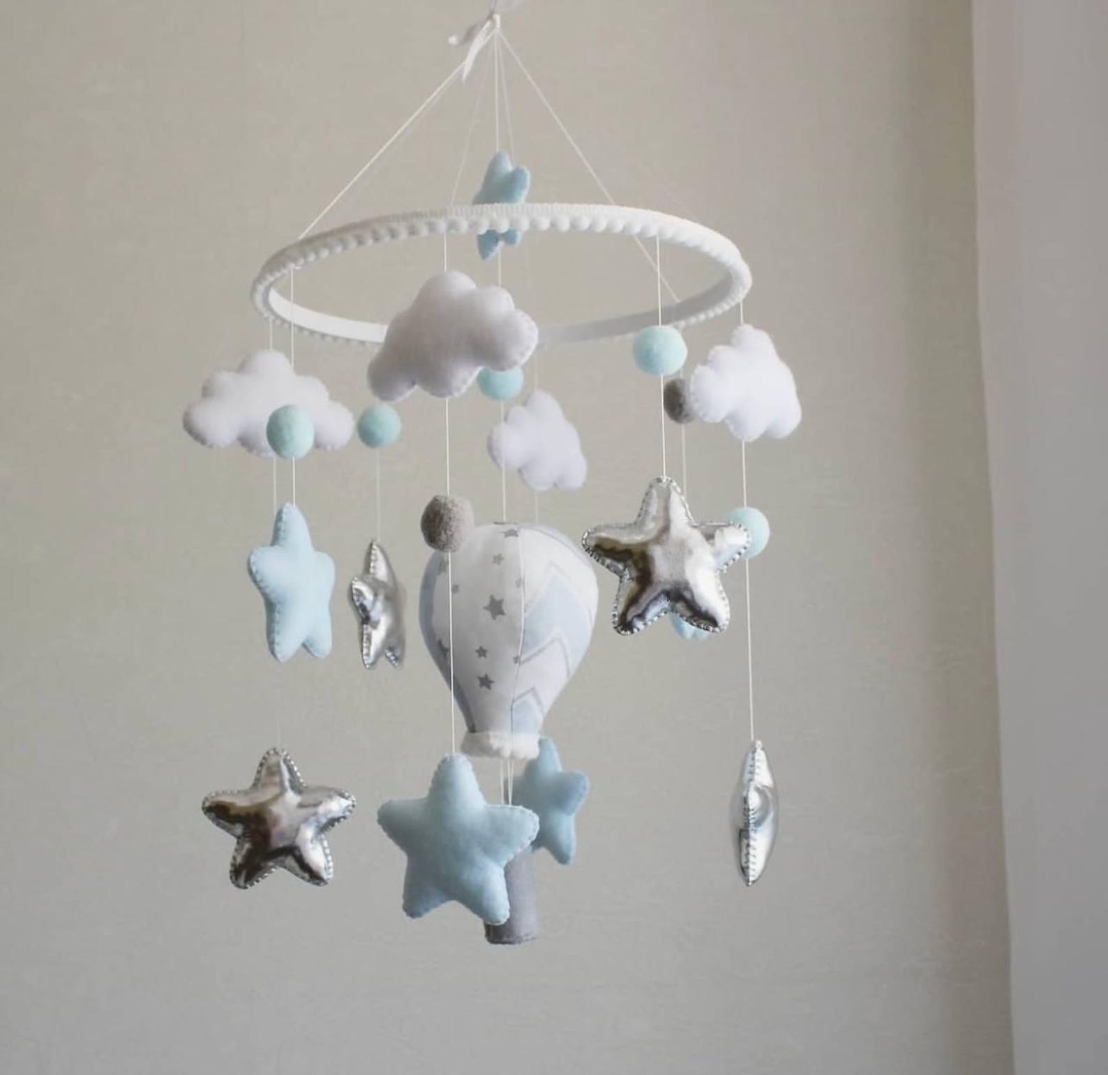 Personalized Baby Mobile | Forest Animal Mobile in Soft Beige Pink Blue ...
