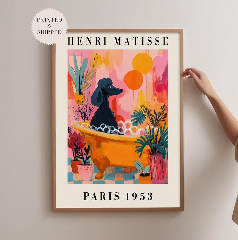 Black Poodle Bathroom Wall Art Print, Colorful Matisse Bathroom Poster ...