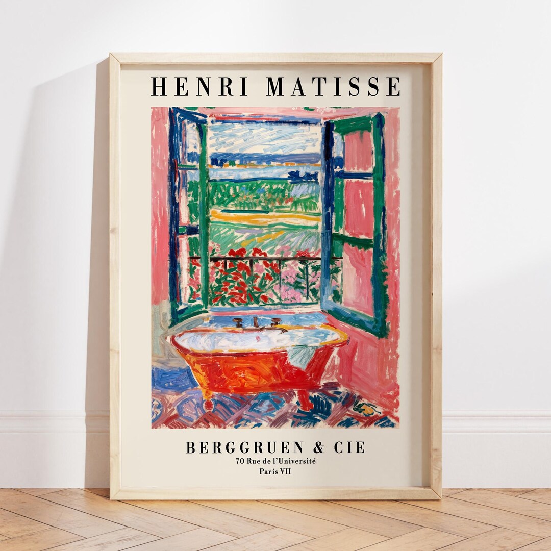 Colorful Matisse Bathroom Wall Art Print, Countryside Bathroom Painting ...