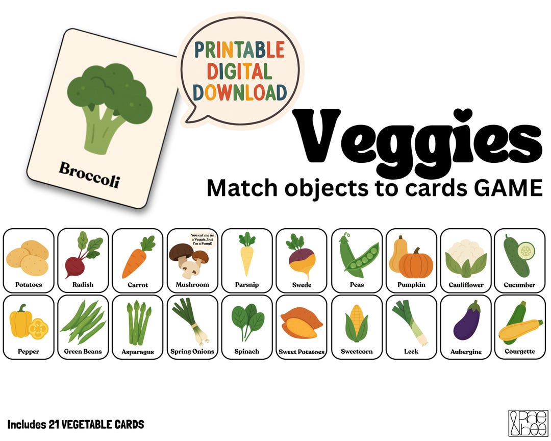 Printable Montessori Vegetable Matching Cards | Toddler Game | Screen ...