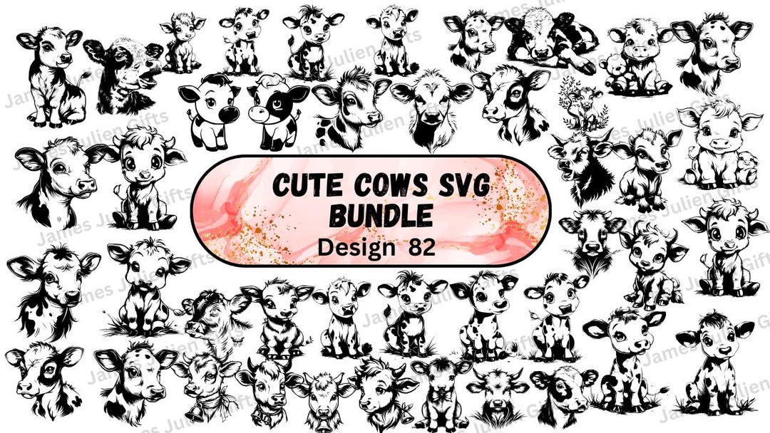 Cute Cows SVG Bundle | Farm Cow Clipart | Cartoon Cow Silhouettes ...