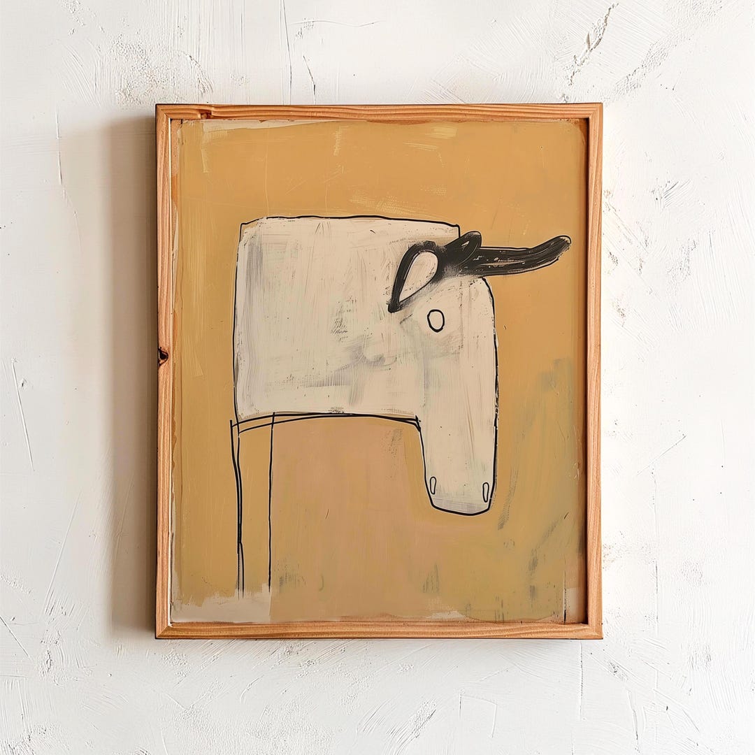 Stoic Form - Minimalist Bull Wall Art Print – Abstract Western Animal ...