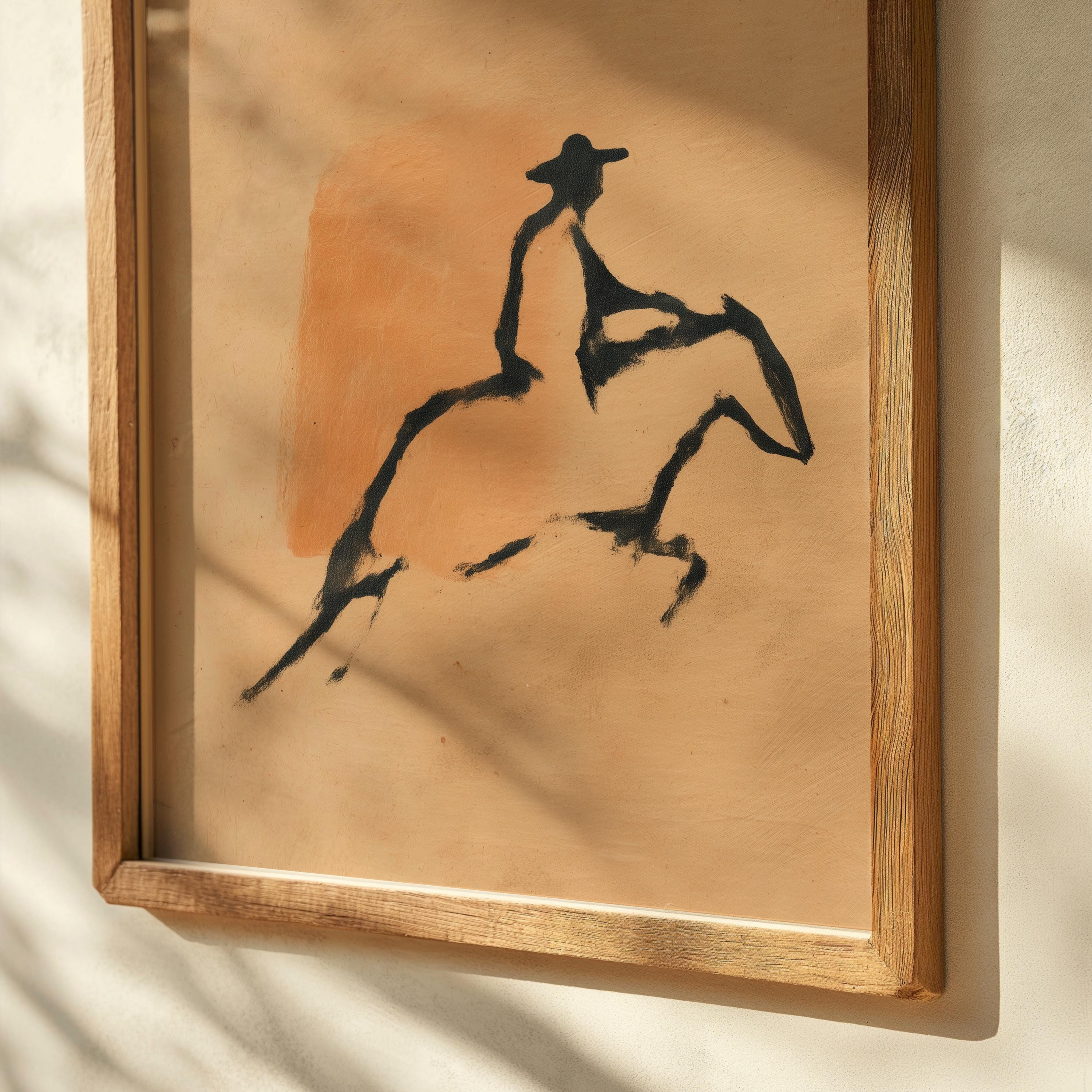 Minimalist Cowboy on Horseback Print: Abstract Western Art (digital ...