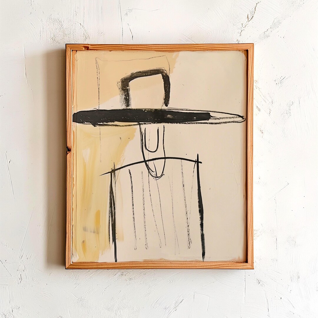 Western Wall Art – Minimal Cowboy Portrait Print – Neutral Rustic Home ...