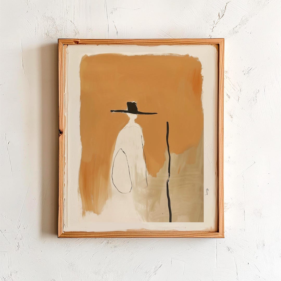 Modern Western Wall Art – Minimal Cowboy Figure Print – Neutral ...