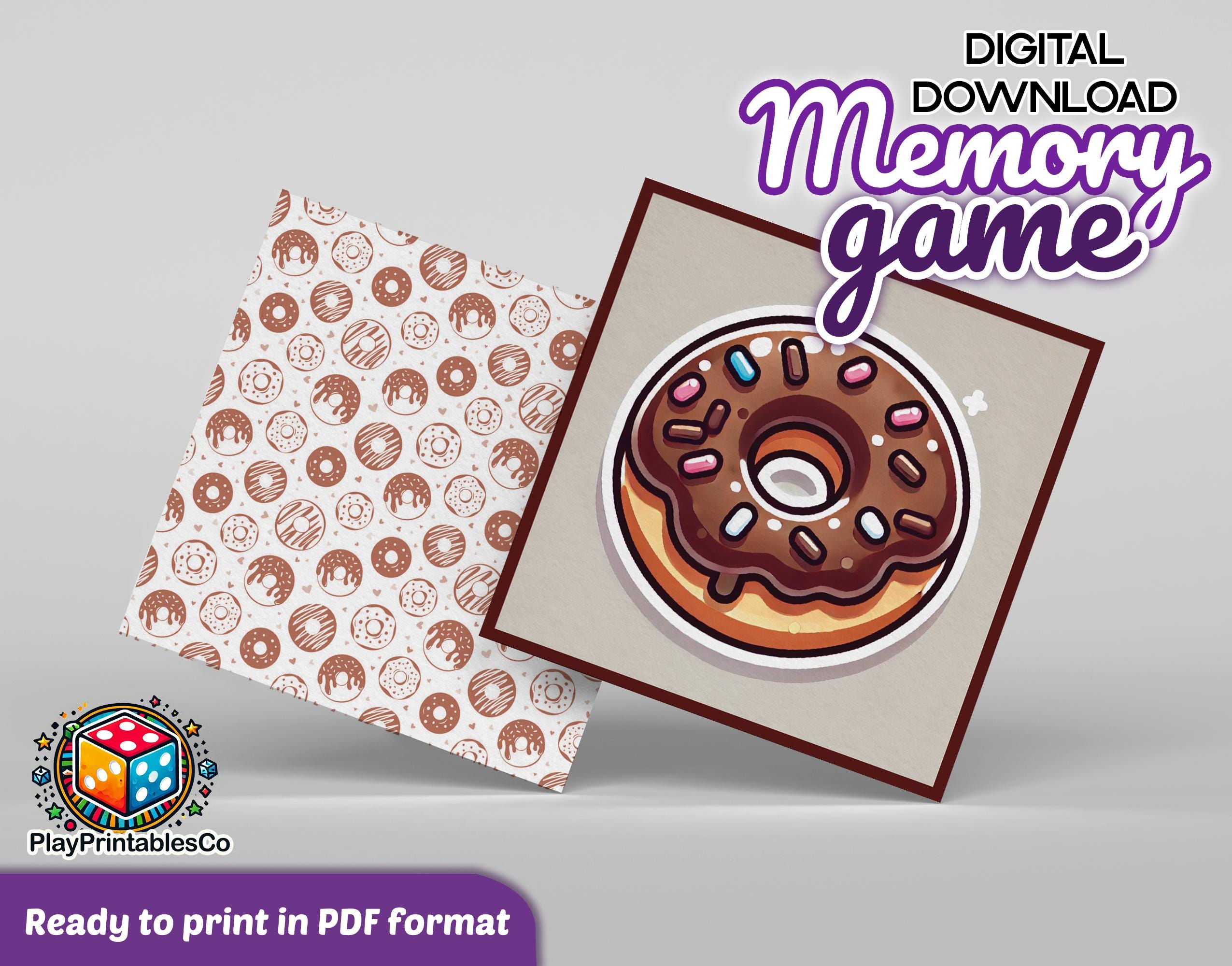 Donut Memory Game Printable – Matching Game for Kids – Digital Download ...