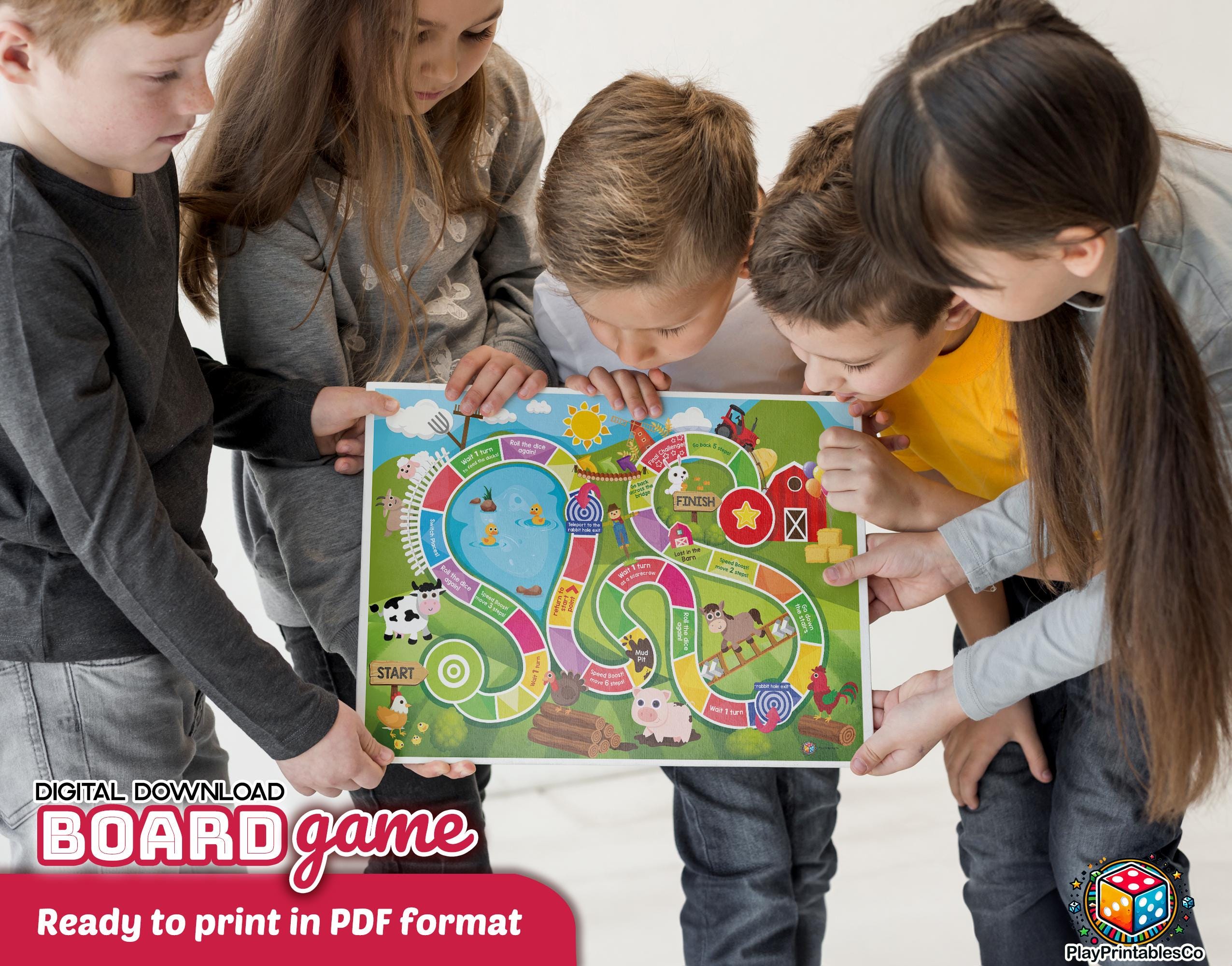 Farm Board Game: DIY Printable Game With Dice & Pawns (PDF) - Etsy