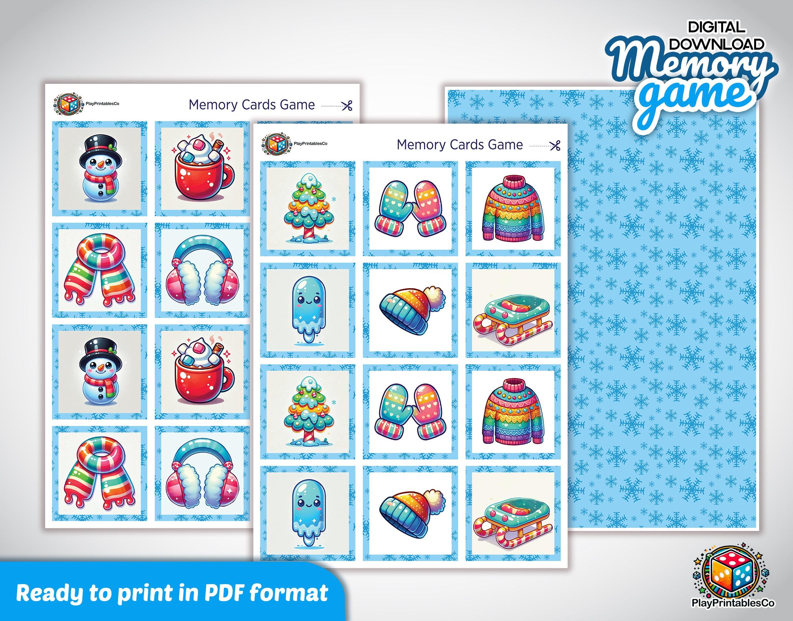 Winter Memory Matching Game: Printable Preschool Activity (PDF Instant ...