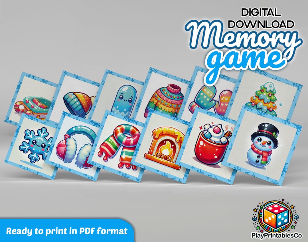 Winter Memory Matching Game: Printable Preschool Activity (PDF Instant ...