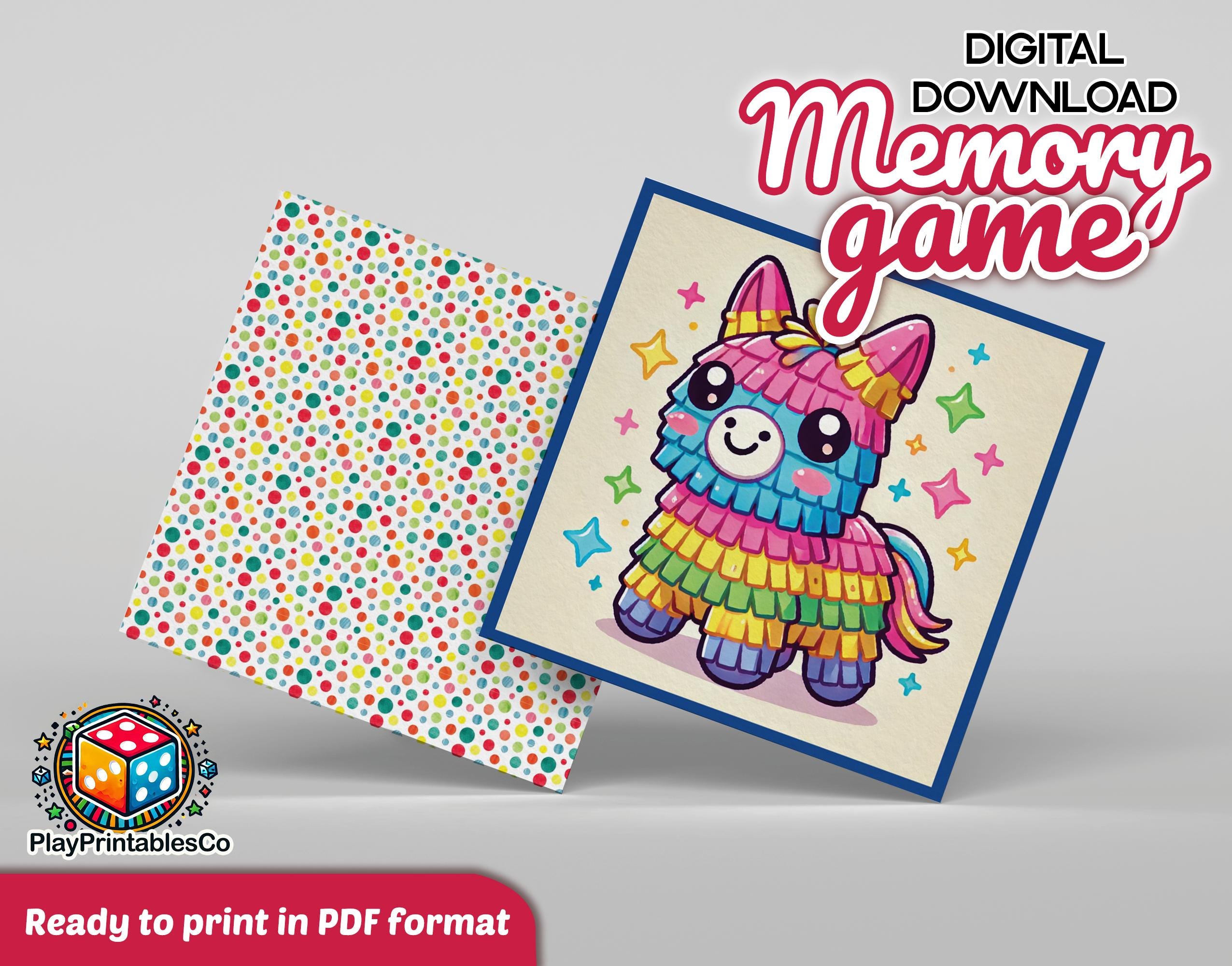 Birthday Party Memory Game Printable - Kawaii Matching Cards for Kids ...