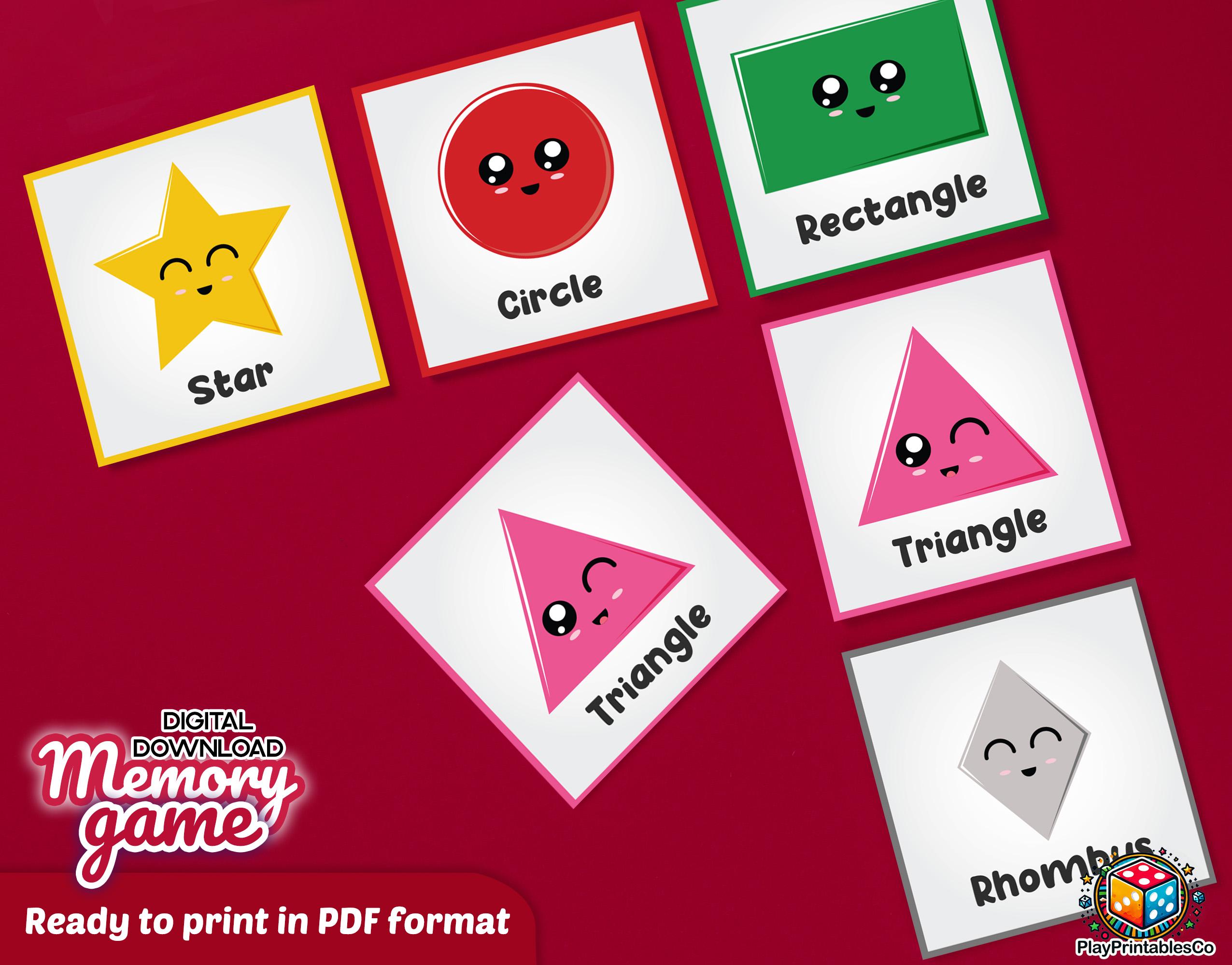 Shapes Memory Matching Game: Preschool Geometry Activity (PDF) - Etsy