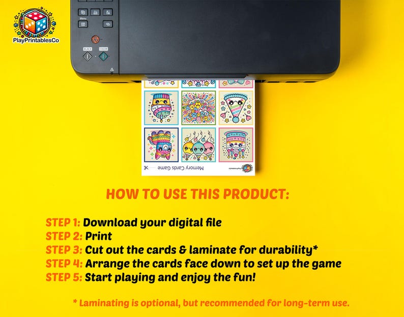 Birthday Party Memory Game Printable - Kawaii Matching Cards for Kids ...