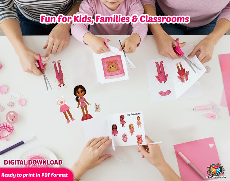 Personalized Paper Doll: Custom Photo, Pink Outfits (digital Download ...