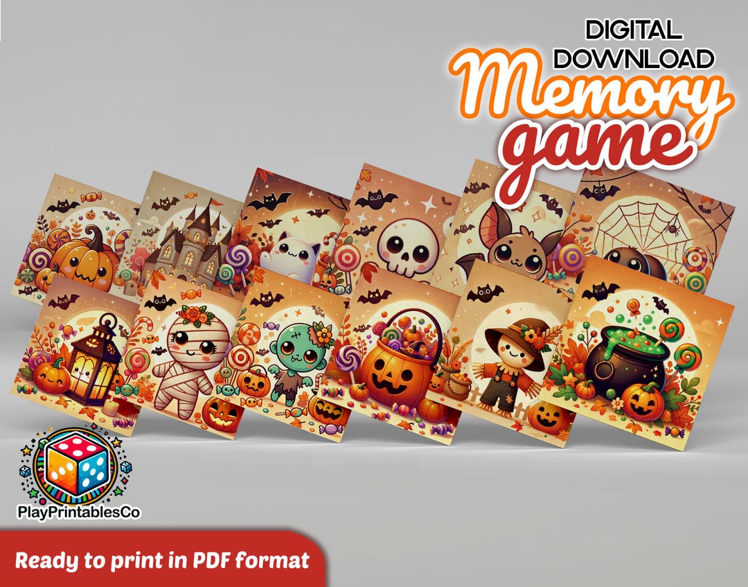 Halloween Memory Game for Kids | Spooky Matching Cards (digital ...